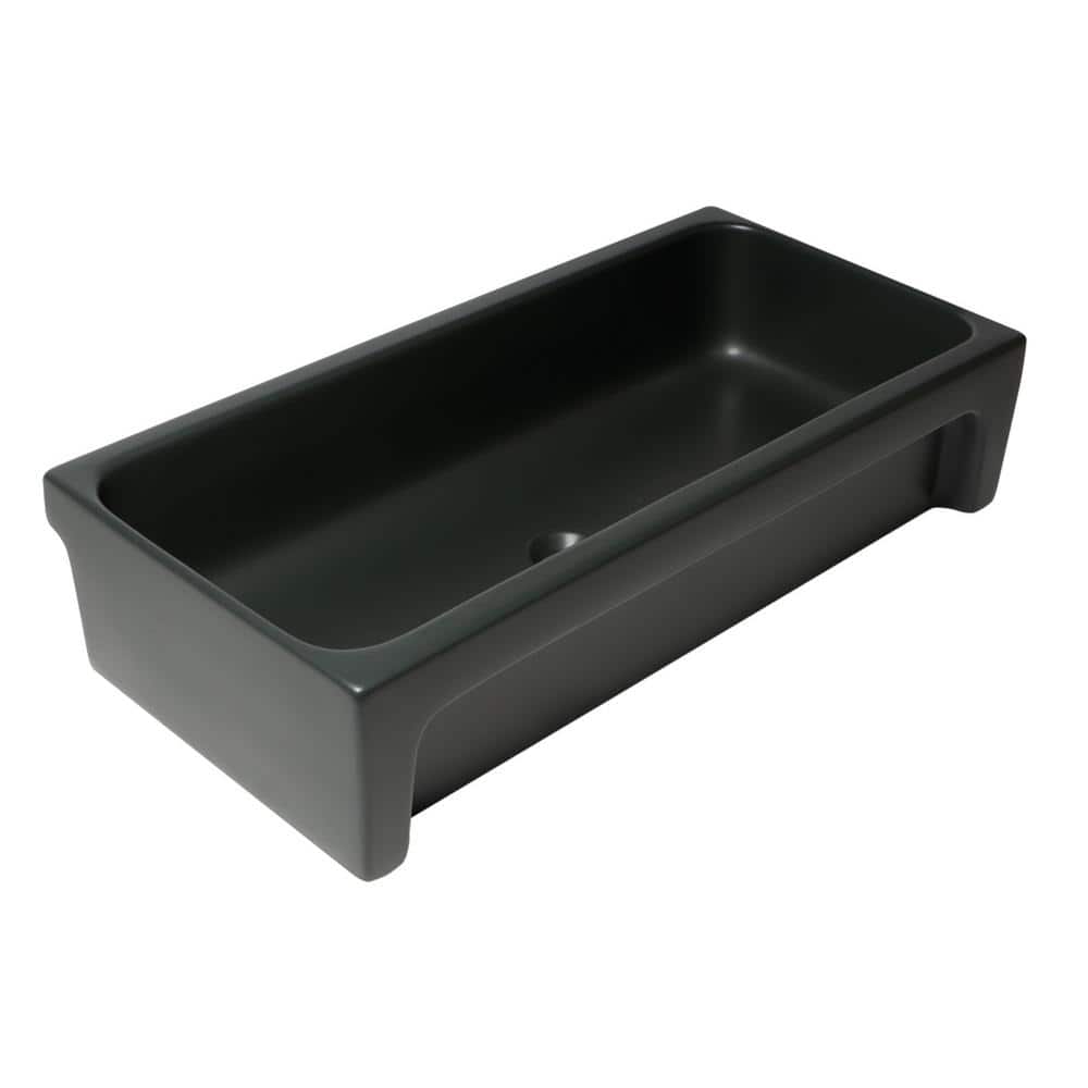 ALFI BRAND 36 in. Trough Vessel Bathroom Sink in Black Matte Fireclay AB36TRBM - The Home Depot