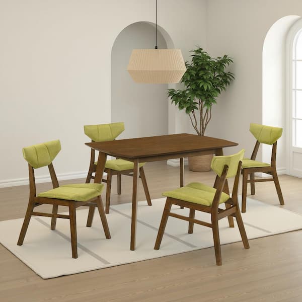 Armen Living Amaris Olive Green Upholstered Dining Chair in Walnut ...