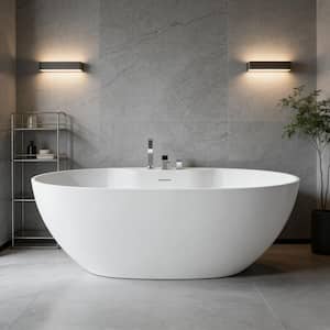 Xspracer Moray 65 in. x 33.5 in. Solid Surface Stone Resin Flatbottom ...