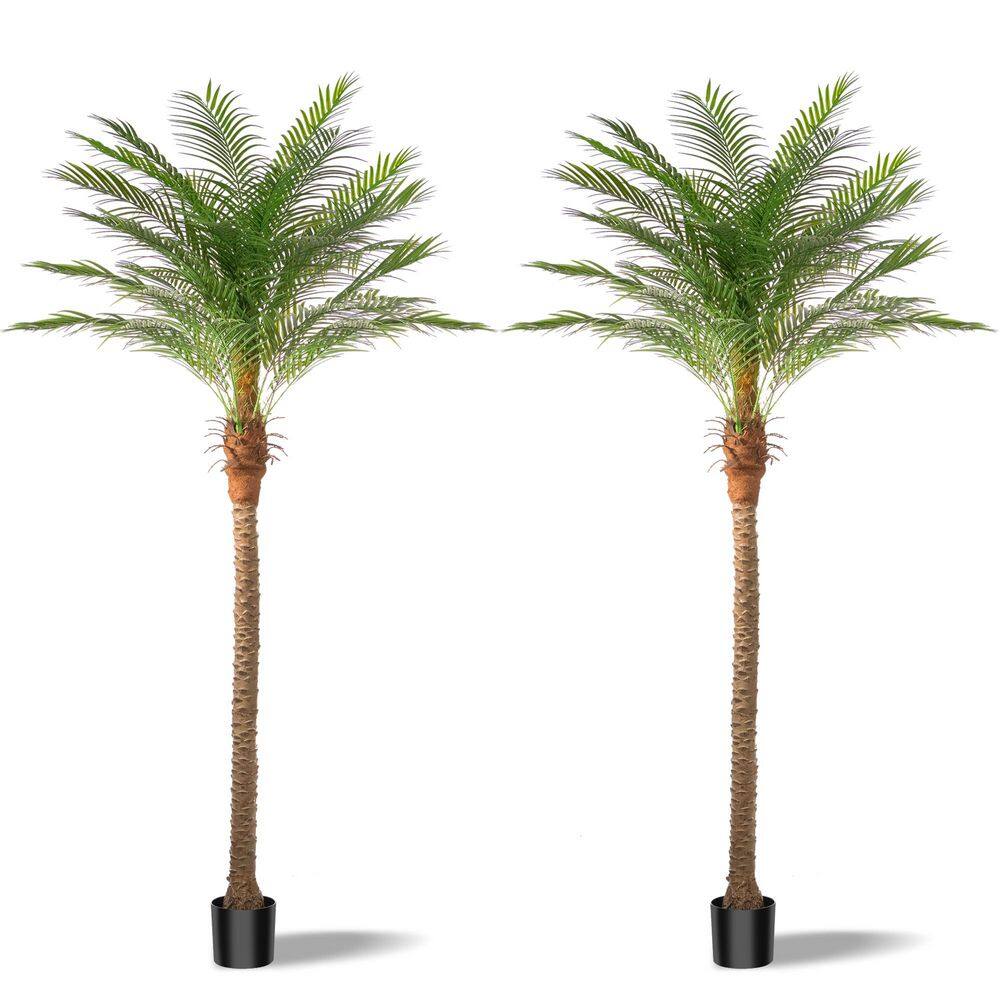 Vitalismo 2-Pieces Trees 9 ft. Artificial Palm Tree w/ Black Pot and 21 ...