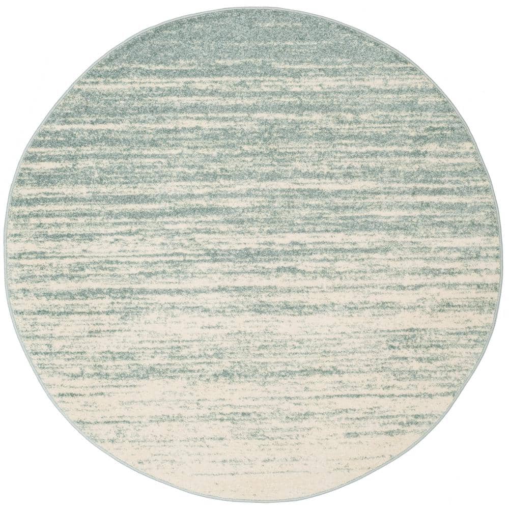 SAFAVIEH Adirondack Slate/Cream 3 ft. x 3 ft. Solid Color Striped Round ...