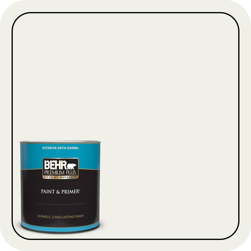 BEHR PREMIUM PLUS 1 qt. #ECC-63-2 Aspen Snow Satin Enamel Exterior ...