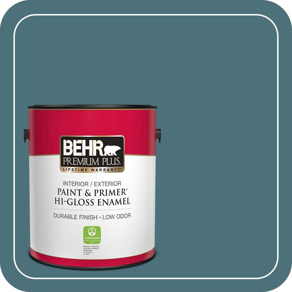 BEHR PREMIUM PLUS 1 Gal. #S450-6A River Rapids Hi-Gloss Enamel Interior ...