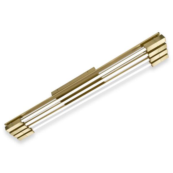 Morgan Home 7.5 in. Sleek Flush Mount Brushed Brass Light Fixture with ...