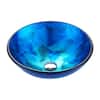 ANZZI Bellissima Round Glass Vessel Bathroom Sink with Stellar Blue ...