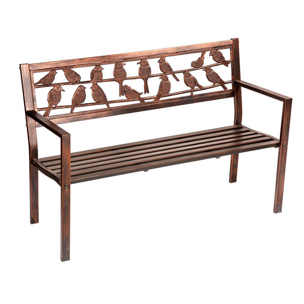 Evergreen Enterprises 48 in. Garden Metal Bench, Birds on a Wire PHA247 ...