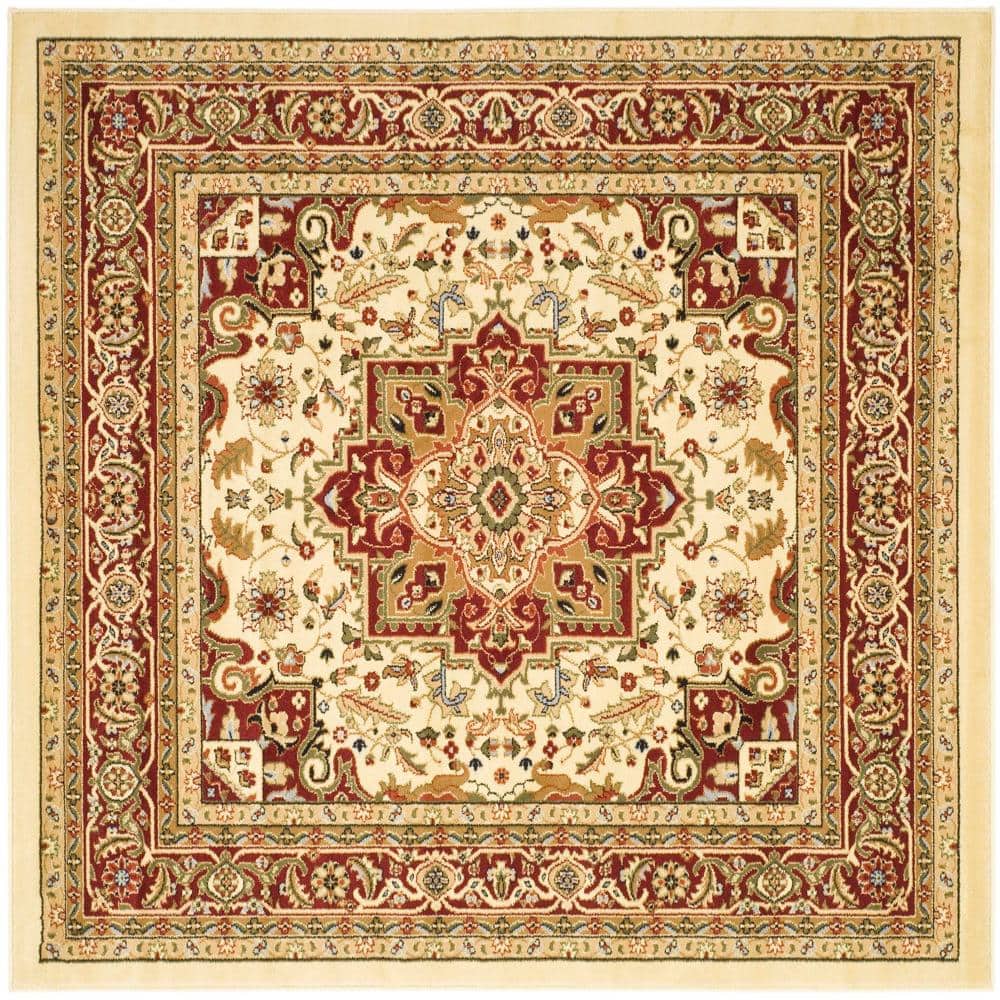 SAFAVIEH Lyndhurst Ivory/Red 5 ft. x 5 ft. Square Border Area Rug ...