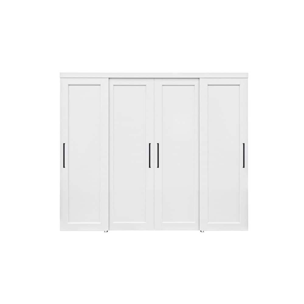 EH PUERTA 96 in. x 80 in. Paneled 1-Lite Blank Pattern White Primed MDF ...