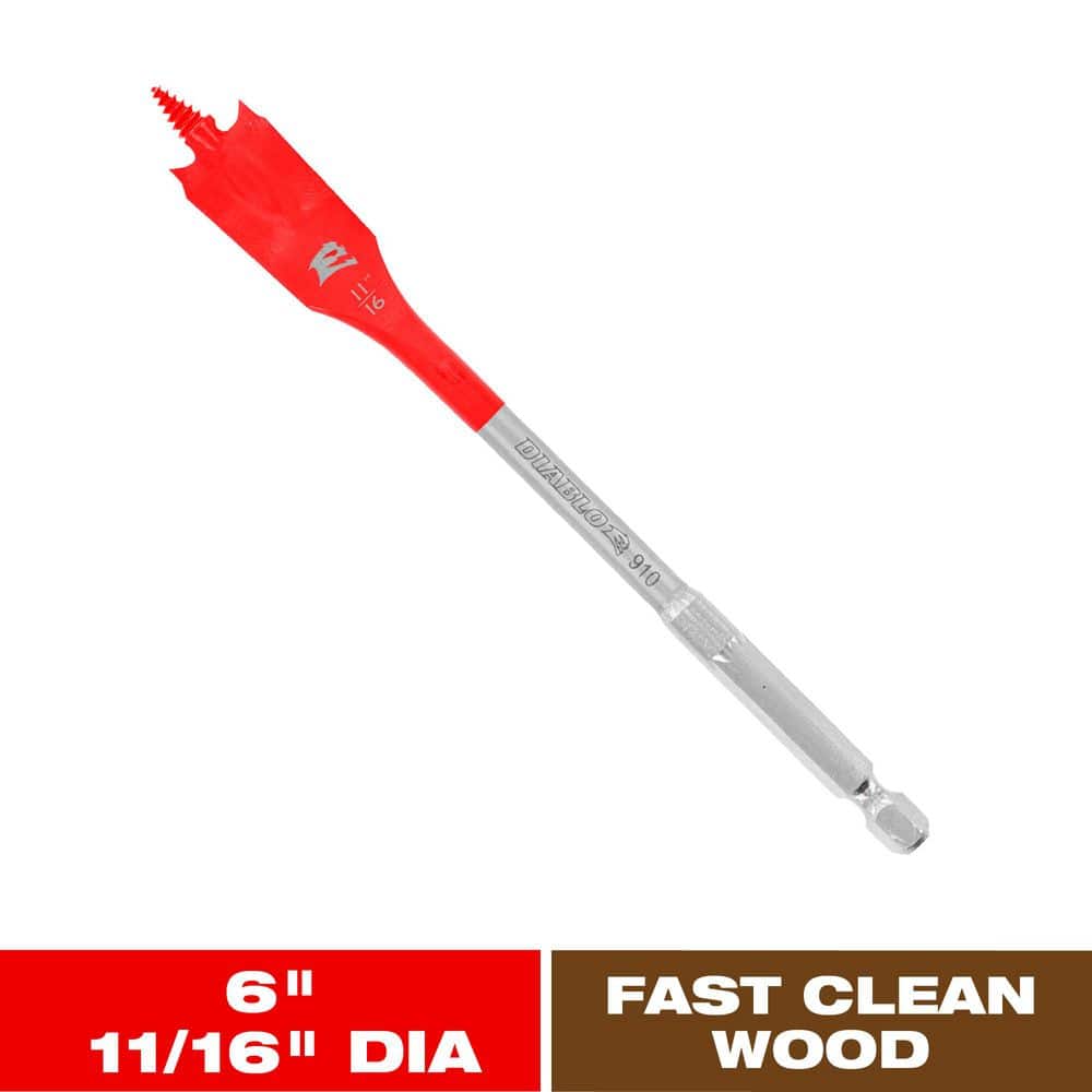 DIABLO 11/16 in. x 6 in. SPEEDemon High Speed Steel Spade Bit (1-Piece ...