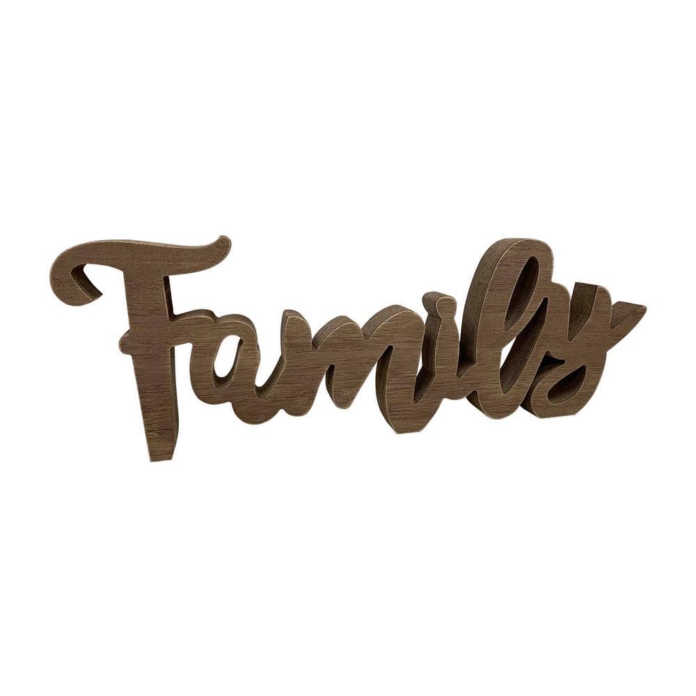 PARISLOFT Rustic Brown Cutout Family Wood Tabletop Sign SG0009 - The ...