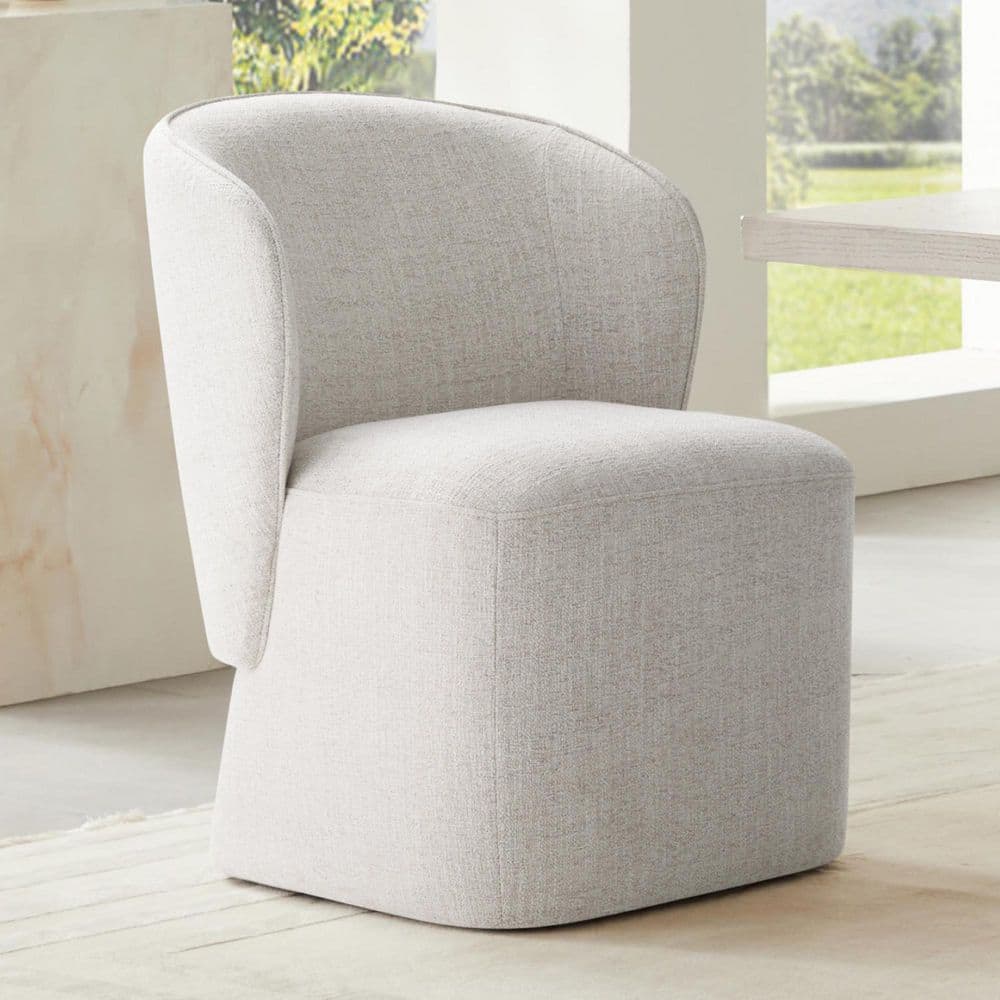 Spruce & Spring Maxwell Wheat Fabric Dining Chair with Casters and Wrap ...