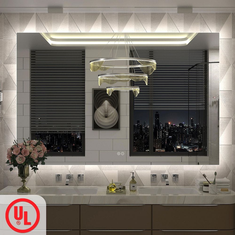Apmir 55 in. W x 36 in. H Rectangular Frameless UL Certified LED ...