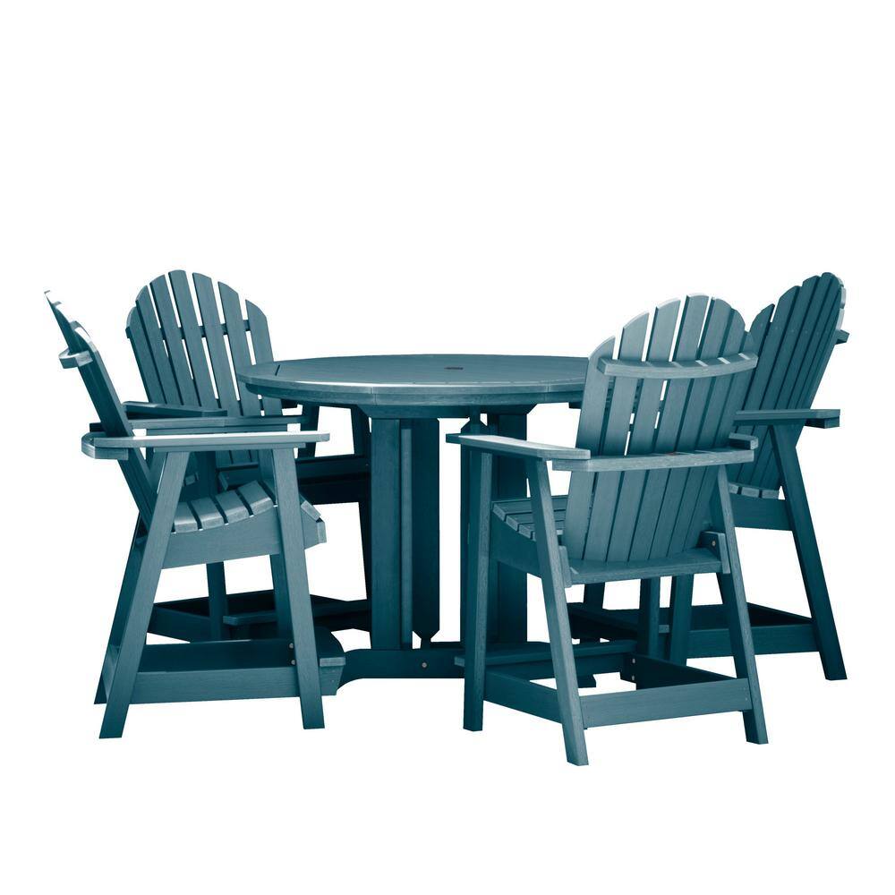 Highwood Hamilton 5-Piece Nantucket Blue Round Balcony Height Dining ...