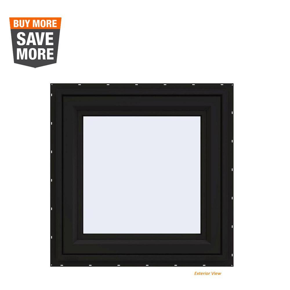 JELD-WEN 24 in. x 24 in. V-4500 Series Black FiniShield Vinyl Left ...