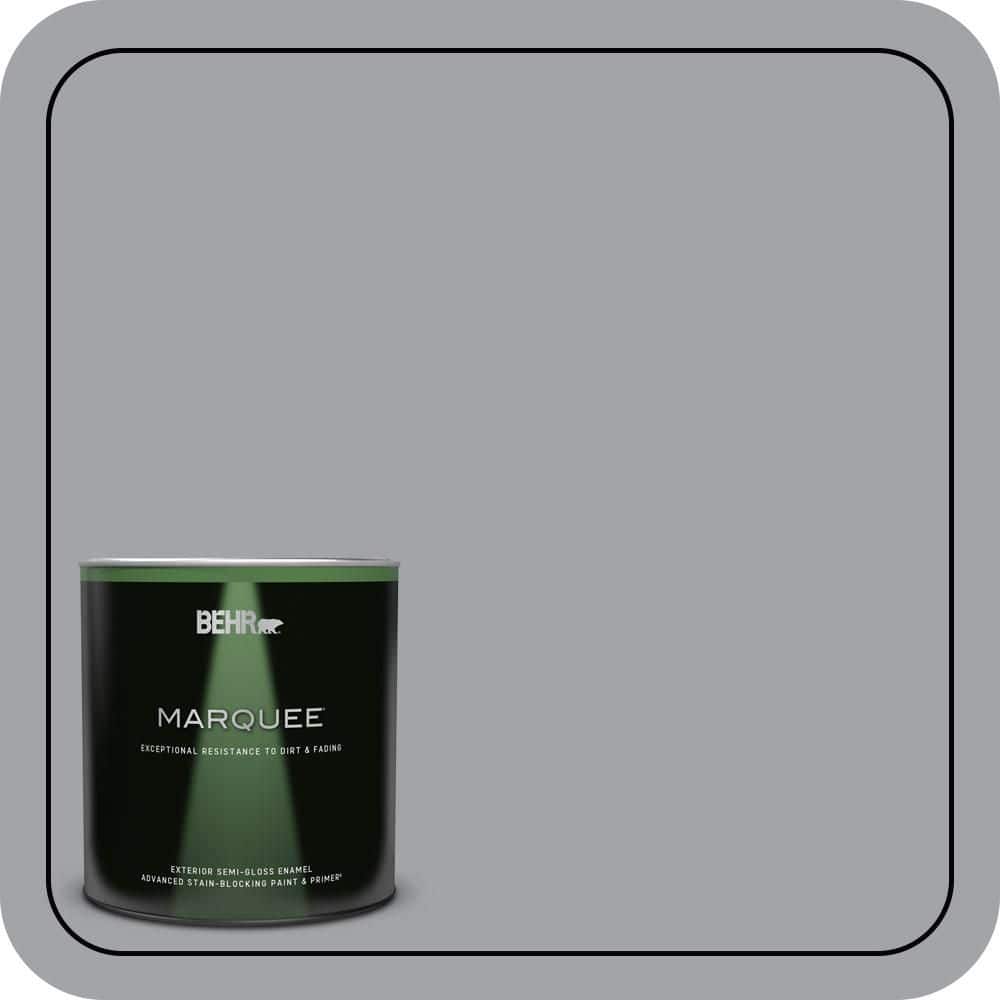 BEHR MARQUEE 1 qt. #N530-4 Power Gray Semi-Gloss Enamel Exterior Paint ...