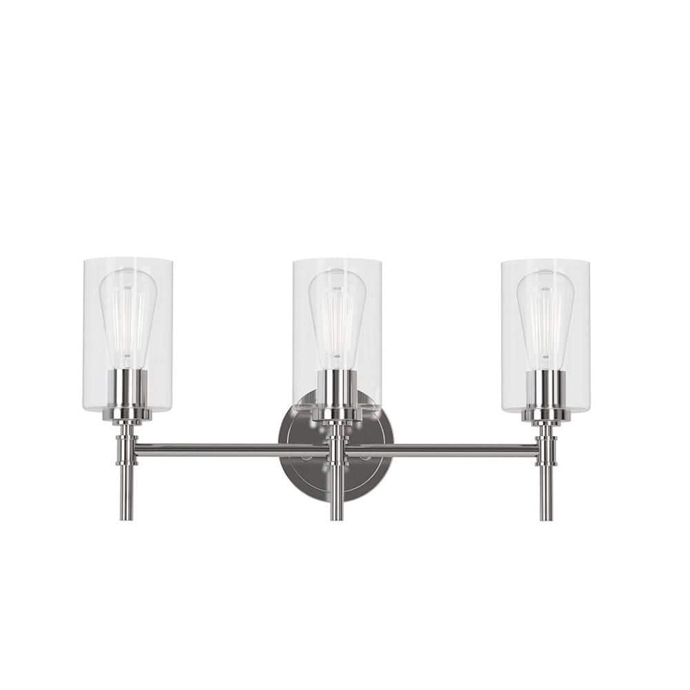 LumLight Wexton 20.5 in. Plug and Play 3-Light Brushed Nickel Vanity Light with SkyPlug 3116-BN ...
