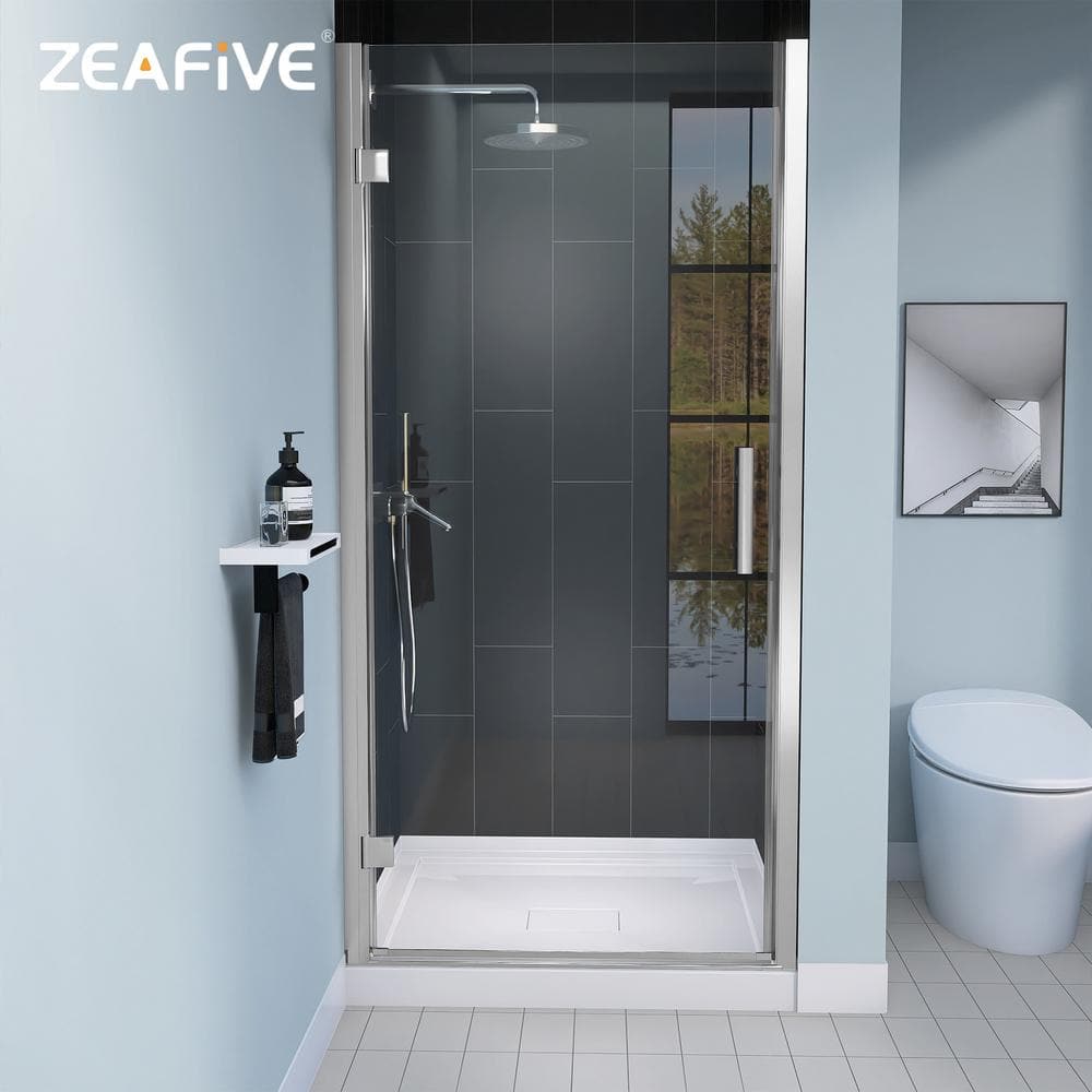 Zeafive 36 to 37-1/4 in. W x 72 in. H Pivot Swing Frameless Single ...
