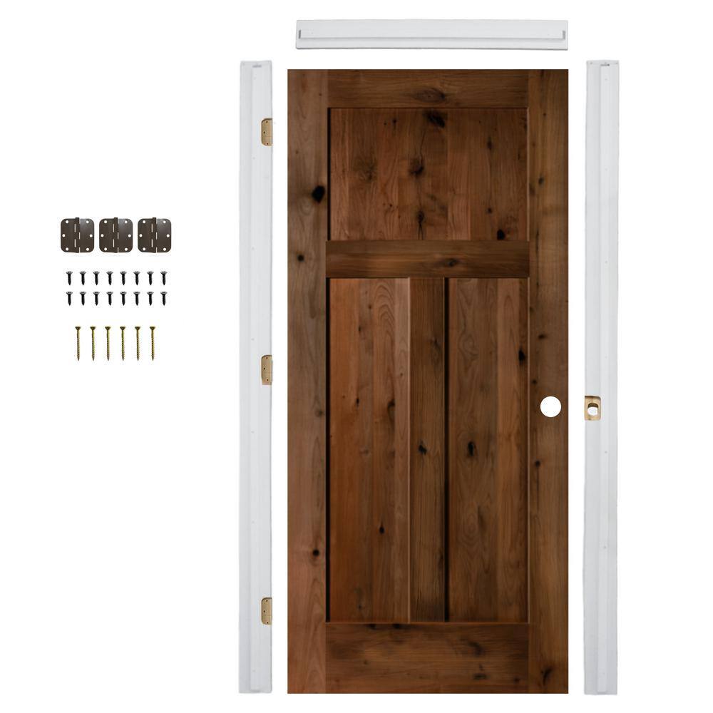 Krosswood Doors Ready-to-Assemble 32 in. x 80 in. 3-Panel Left-Handed ...