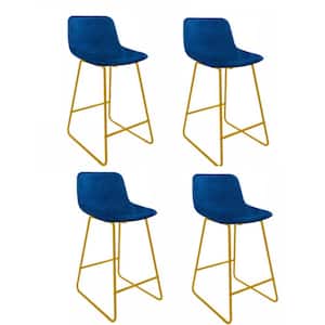 LUE BONA Alexander 24 in. Royal Blue Bar Stools Low Back Metal Frame ...