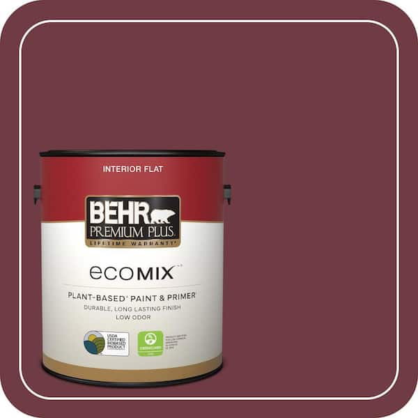 BEHR PREMIUM PLUS 1 gal. #BXC-90 Wild Cranberry Flat EcoMix Plant-Based ...