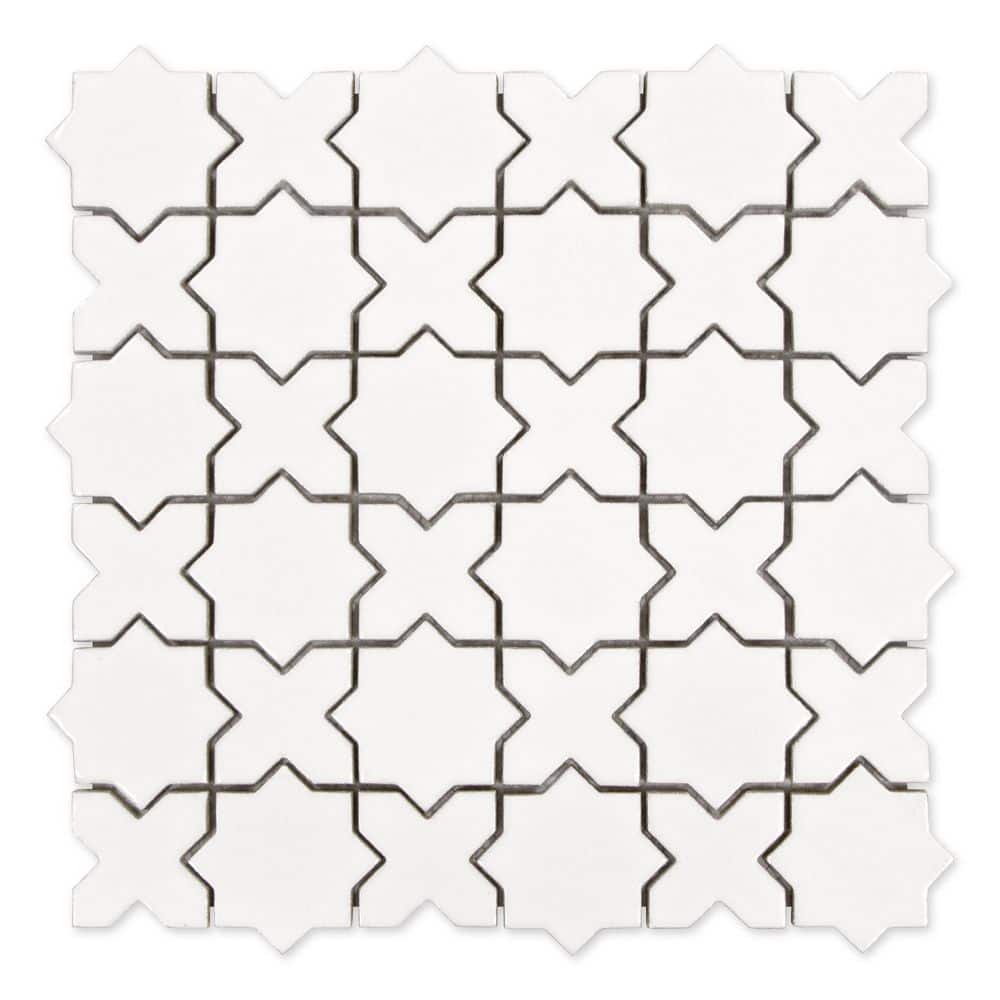 sunwings Star and Cross White 12.2 in. x 12.2 in. Glossy Terracotta ...