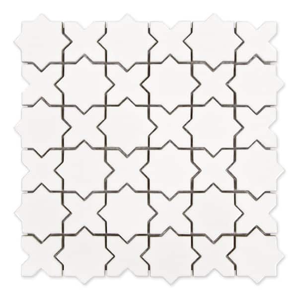 sunwings Star and Cross White 12.2 in. x 12.2 in. Glossy Terracotta ...