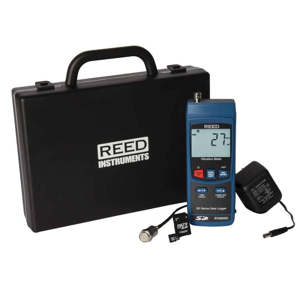 REED Instruments Data Logging Vibration Meter with Power Adapter and SD ...