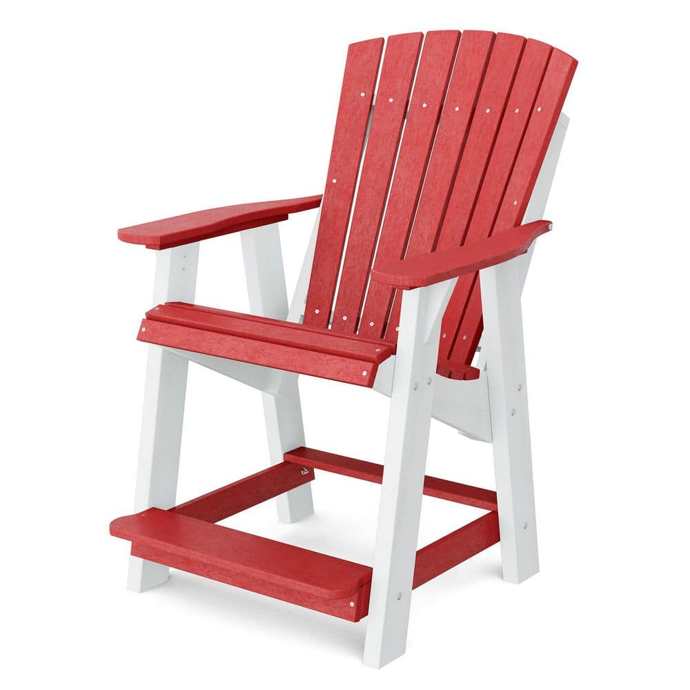 Wildridge Heritage Cardinal Red and White Plastic Outdoor High Adirondack Chair LCC-119-CR-BW ...