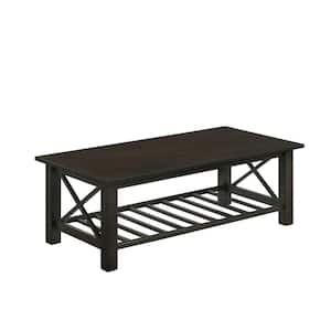 DANYA B Oakdale 48 in. Brown Large Rectangle Wood Coffee Table with ...