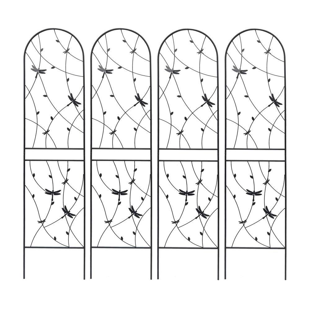 4-Pack Metal Garden Trellis 86.7 in x 19.7 in Rust-Resistant Trellis ...