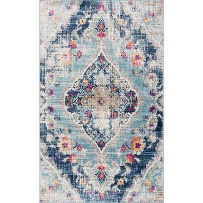 Rug Branch Savannah Blue 7 ft. 9 in. x 10 ft. 9 in. Modern Abstract ...