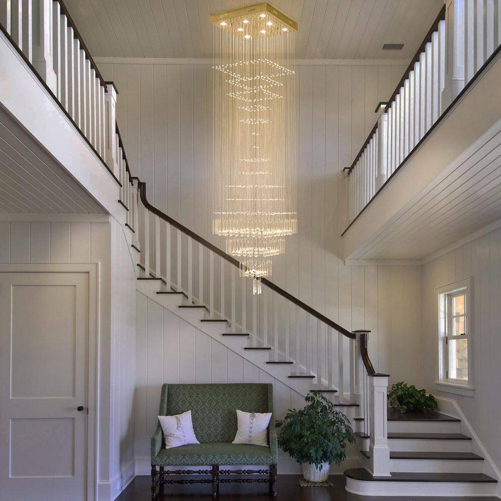 Long Large Crystal Foyer Chandelier Entry Foyer Chandelier