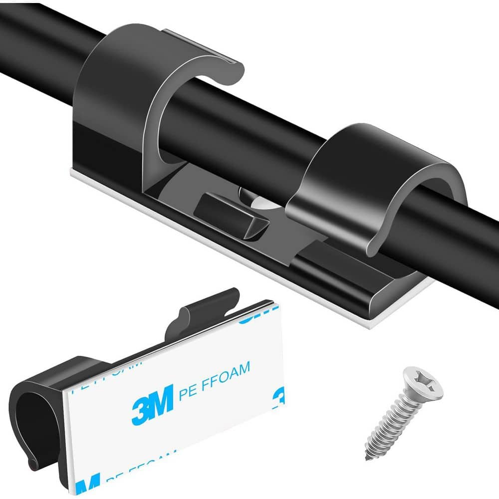 Yichuhaoxi 50-Piece Medium Self Adhesive Cable Clips Black Wire Organizer Cord Holder for Desk ...