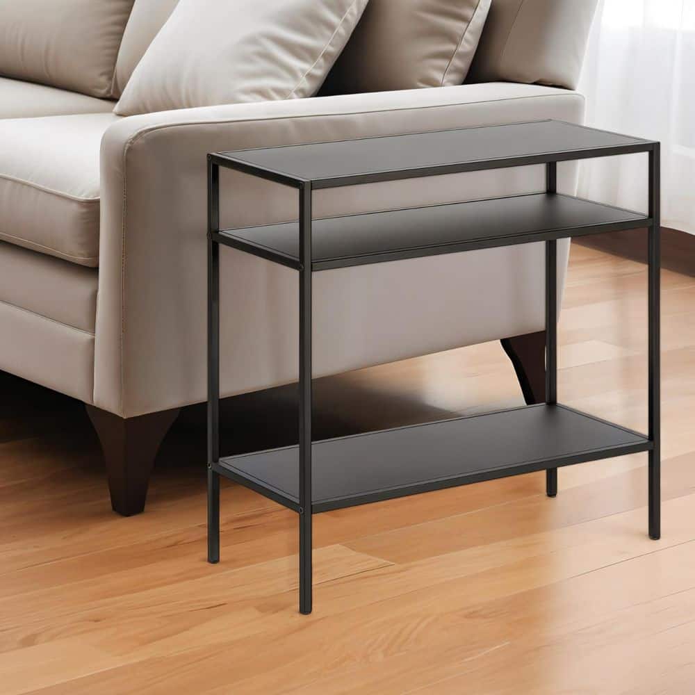 HomeRoots 24 in. Black Rectangle Metal End Table 2000544203 - The Home ...