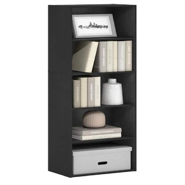 VEIKOUS 72 in. Tall Wood Black 4-Shelf Standard Bookcase HP181-12 - The ...