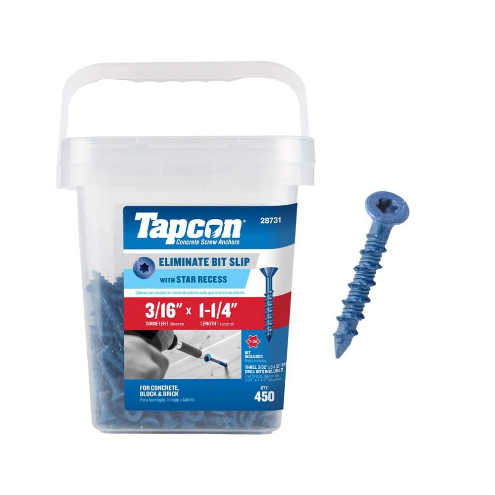 Tapcon 3/16 in. x 1-1/4 in. Star Flat-Head Concrete Anchors (450-Pack ...