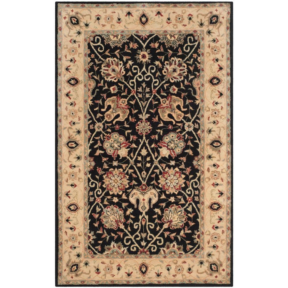 SAFAVIEH Antiquity Black 8 ft. x 10 ft. Border Speckled Area Rug AT21B ...