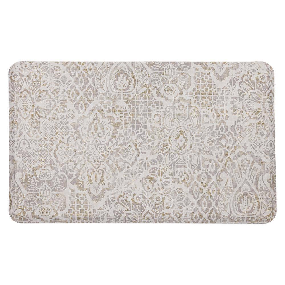 Mohawk Home Damask Nouveau Tan 1 ft. 8 in. x 3 ft. 6 in. Kitchen Mat ...