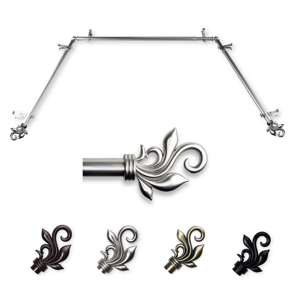 EMOH 13/16" Dia Adjustable 20"-36", 38"-72" Bay Window Curtain Rod with ...