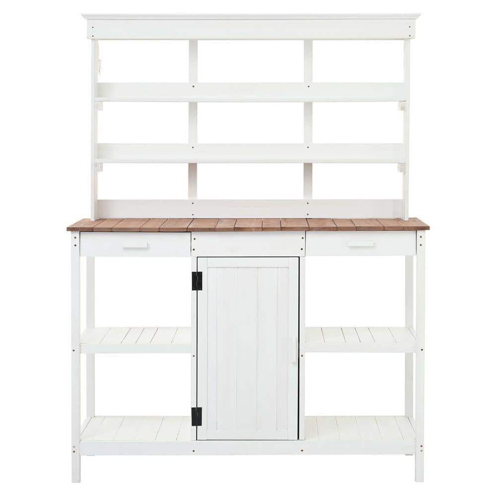 grossag 50.2 in. W x 66 in. H White Outdoor Farmhouse Fir Wood Garden ...