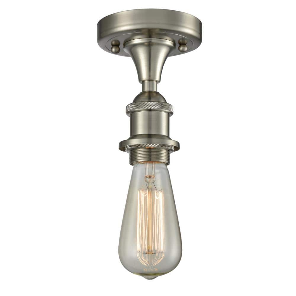 Innovations Bare Bulb 4.5 in. 1-Light Brushed Satin Nickel Semi-Flush ...