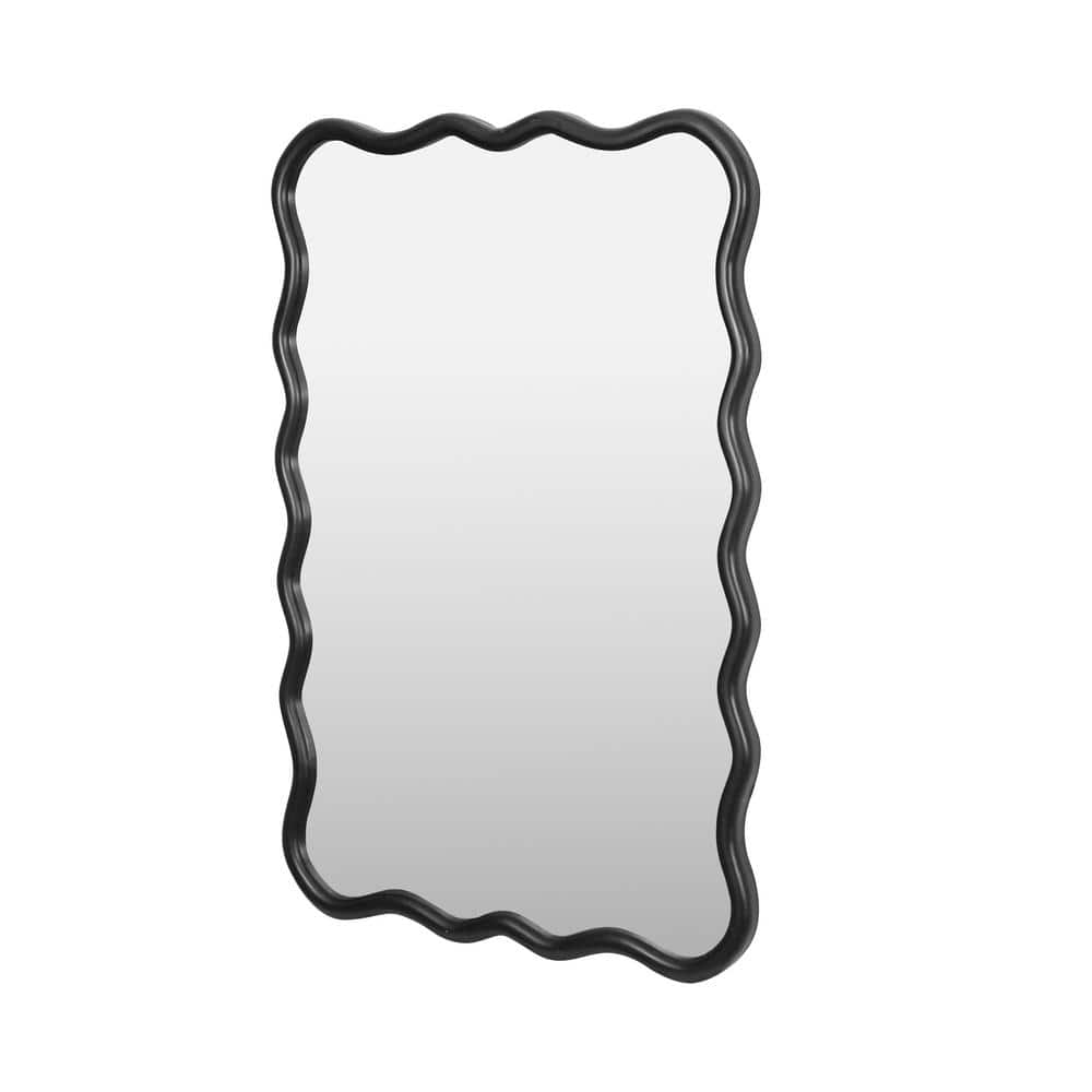 Solid Wood Wavy 40 in. W x 28 in. H Rectangle Mirror Wall Bathroom ...