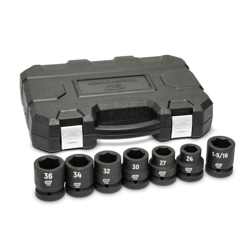 GEARWRENCH 1 in. Drive 6-Point SAE/Metric Impact Socket Set (7-Piece ...