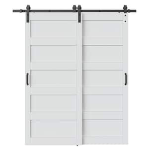 GOLDENPOLEY 73 in. x 84 in. (Double 40 in.) 5-Panel White MDF Interior ...