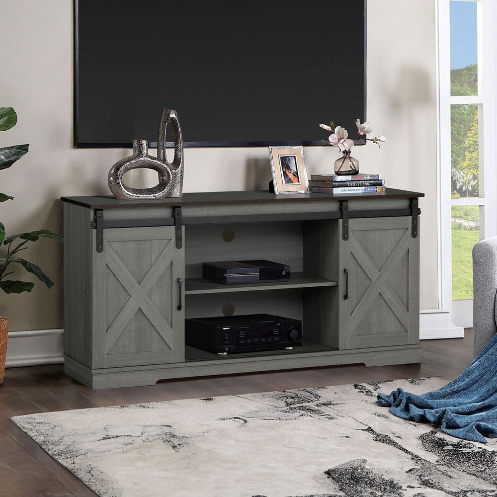 Furniture of America Luca Two-Tone Brown/Gray TV Stand Fits TV's up to ...