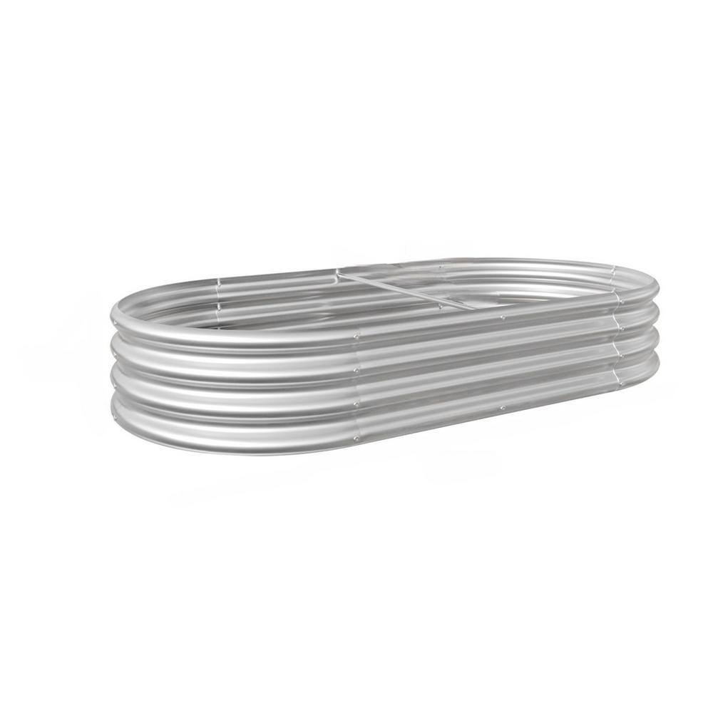 Zeus & Ruta 71 x 35 x 11 in. Silver Metal Oval Outdoor Raised Garden ...