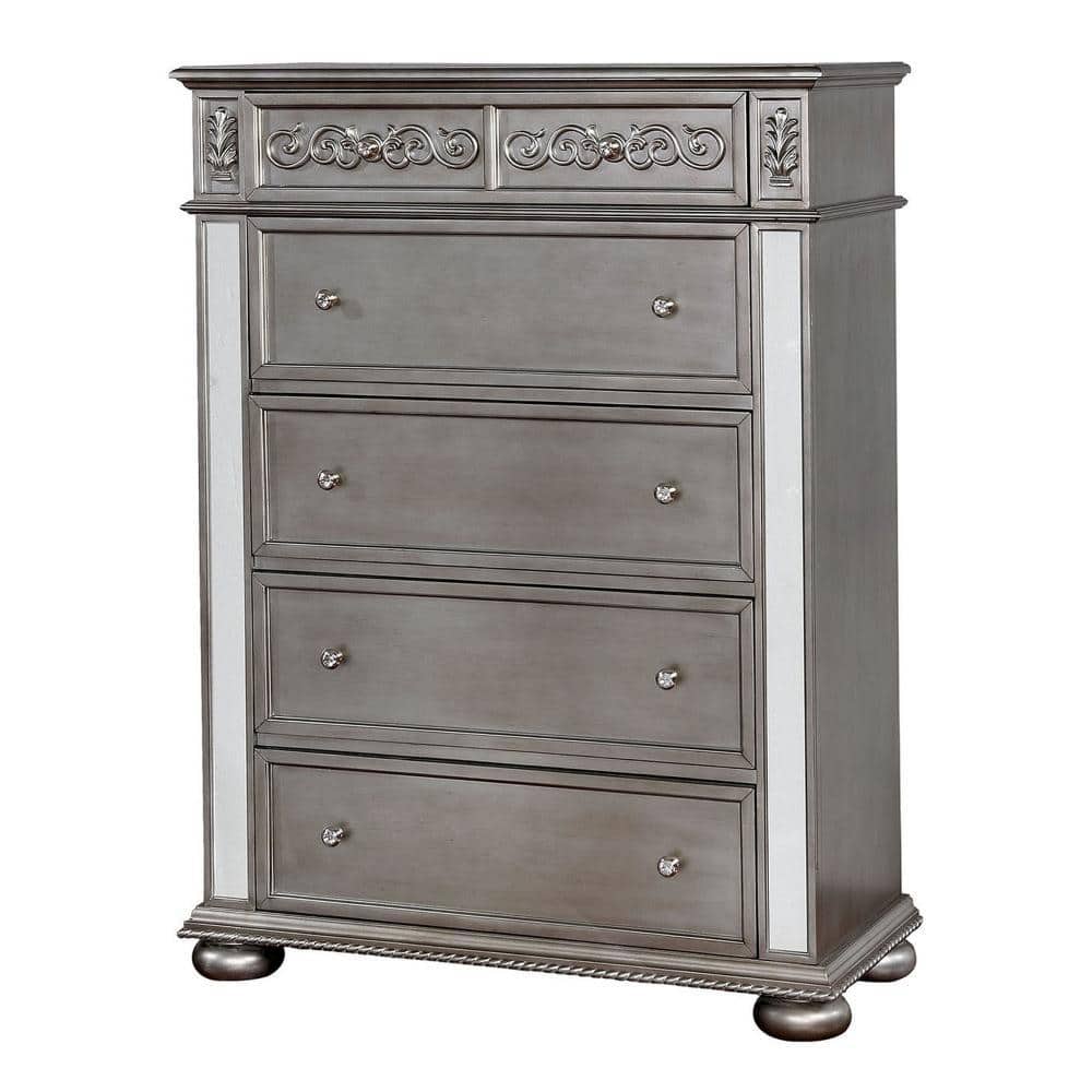 Benjara 17.625 in. Silver 4-Drawer Chest of Drawers BM182939 - The Home ...