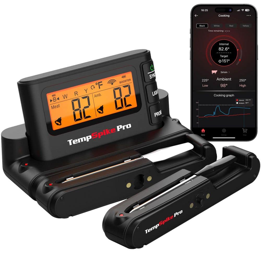 ThermoPro TempSpike Pro WiFi Bluetooth Wireless Meat Thermometer with 2 ...