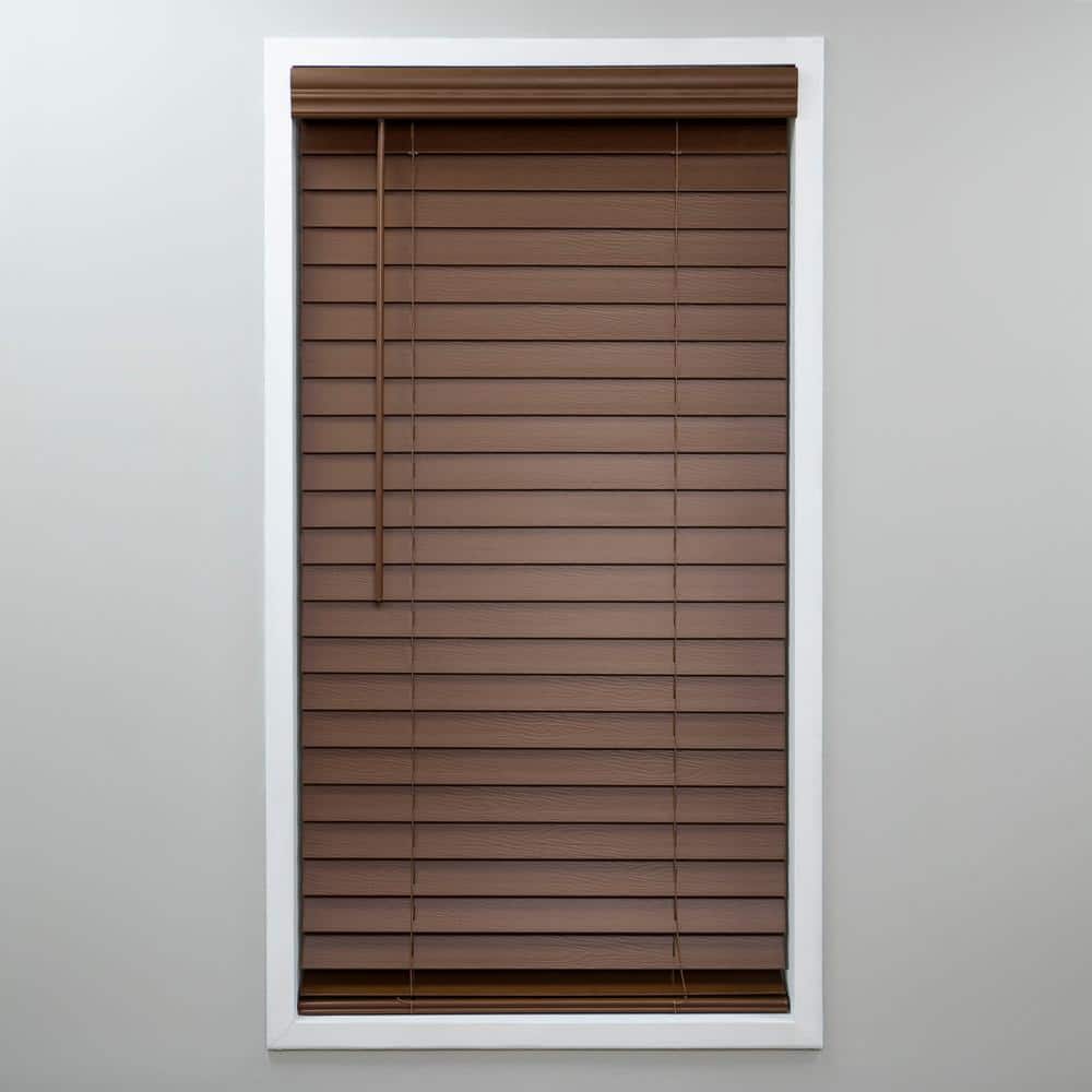 Eclipse Dark Oak Cordless Room Darkening Venetian Faux Wood Blinds with ...