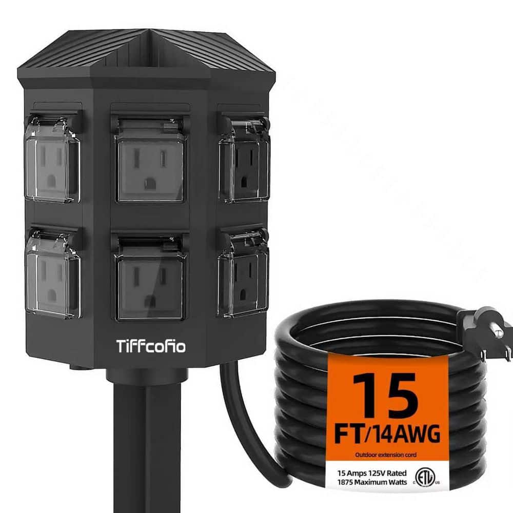 BeamBox 15 ft. Outdoor Power Strip Weatherproof w/ Stake, 6 Grounded ...